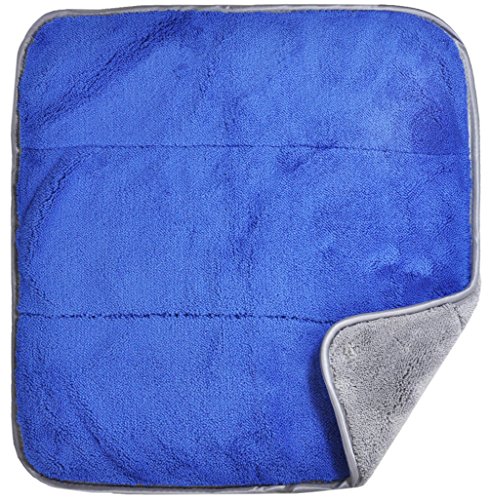 Detailer 365 Ultraplush Premium Microfiber Towels 850 GSM Thread Count for Ultra Smooth Polishing and Drying | Super Absorbent with Silk Lined Border (6 Pack, Blue/Grey 16" x 16")