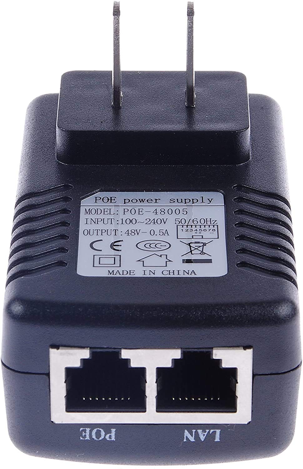 NOYITO 48V 0.5A POE Power Supply Injector Ethernet Adapter with Wall Plug IEEE 802.3AF Compliant 10 100Mbps (48V 0.5A, Black)