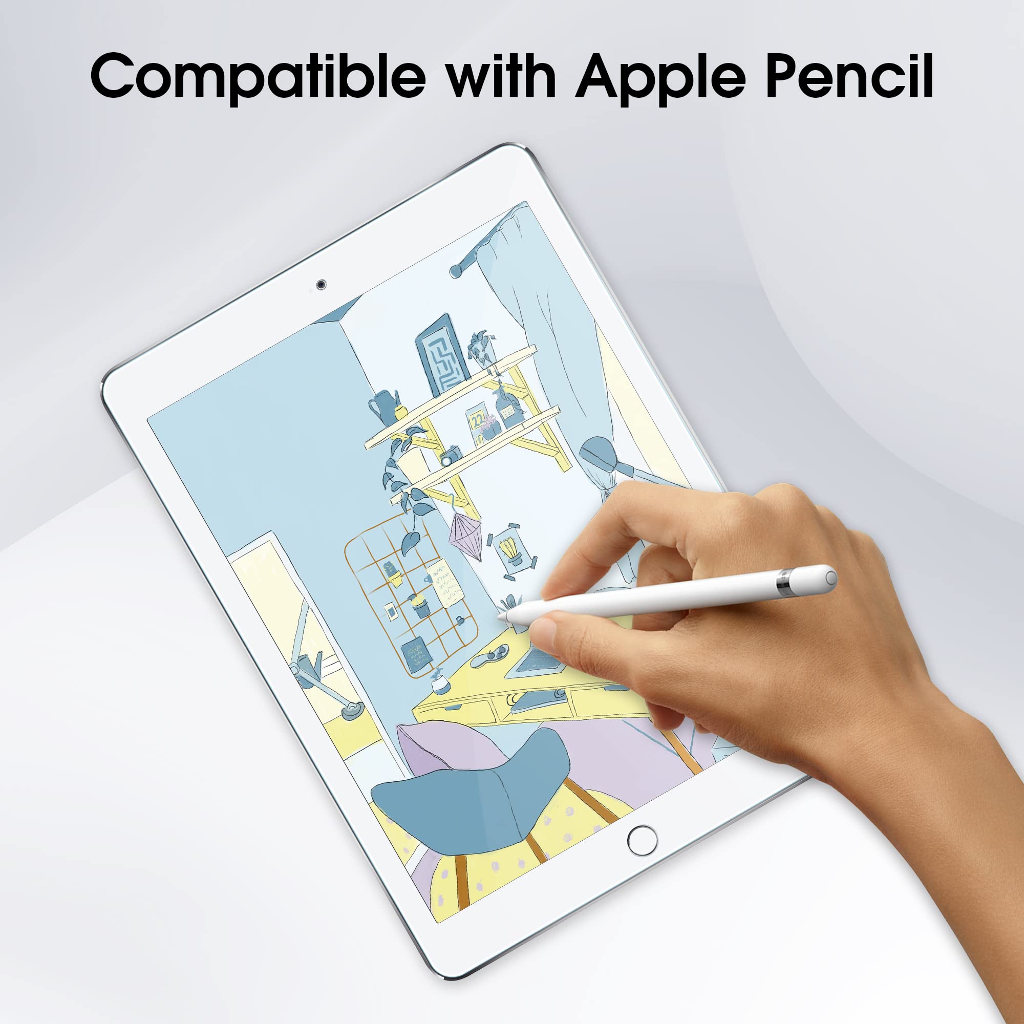 Arae Screen Protector Compatible with iPad 10.2 Inch (9th Generation 2021) & (8th Generation 2020) & (7th Generation 2019) Tempered Glass Anti Scratch, 2 Pack