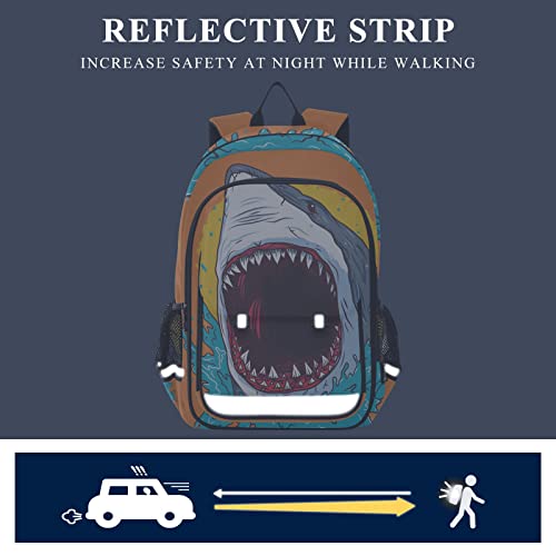 ALAZA Shark Mouth Attack Animal Cartoon Laptop Backpack Purse for Women Men Travel Bag Casual Daypack with Compartment & Multiple Pockets