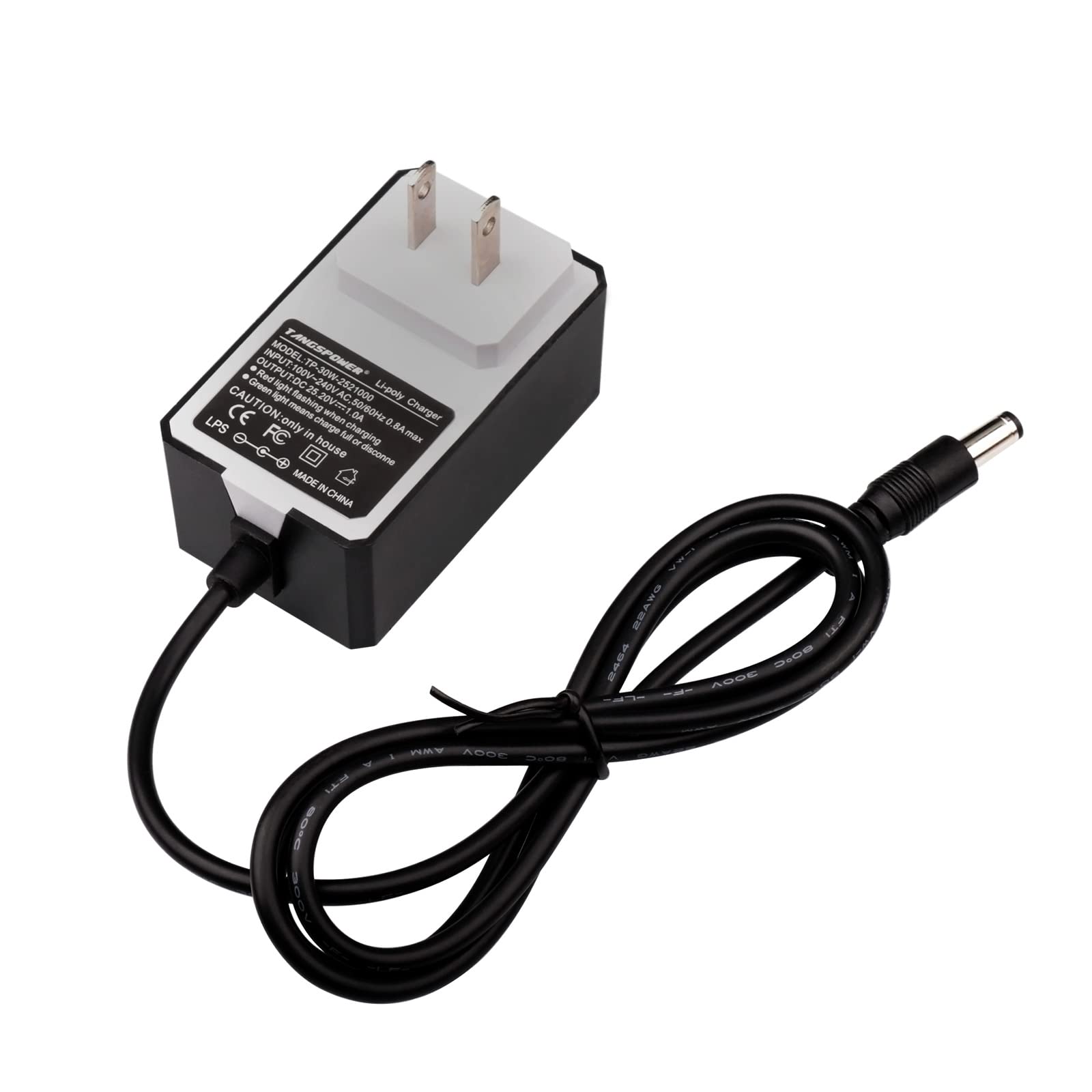 25.2V Charger 1A Power Adapter 25.2V-0.6A AC/DC Suitable for 24V 25.2V 25.6V 25.9V Li-ion Battery Charging