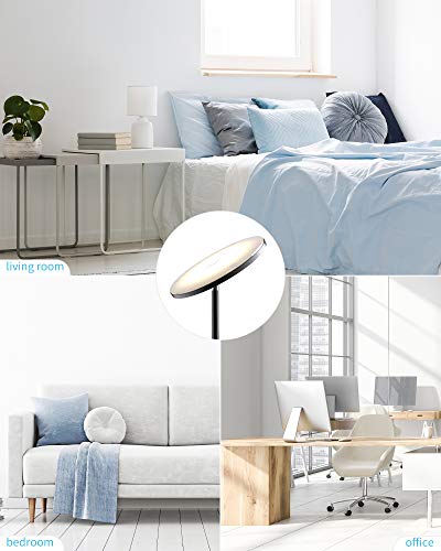 Floor Lamp, Nekteck Led Floor Lamps for Living Rooms, Bedrooms and Office, Torchiere Standing Pole Lamp with Modern Design and Touch Control, Tall room lamps with 30w/2000LM, 3000K Warm White