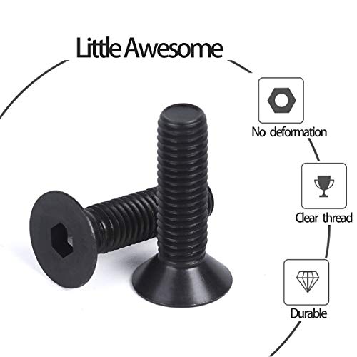 L-A M6-1.0x20mm 10.9 Carbon Steel Countersunk Head Hex Socket Screw Flat Countersunk Hex Socket Bolts Screws (25 Pcs)