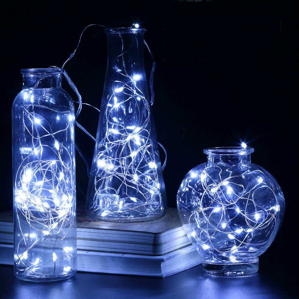 3 Pack Fairy Lights Battery Operated 6.6ft 20 Led Mini String Lights Silver Wire Starry Lights for DIY Wedding Party Festival Halloween Christmas (Cool White)