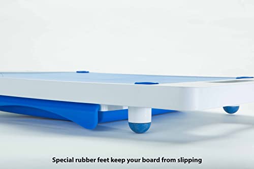 Karving King Dripless Cutting Board 2 in 1 System Non Slip Feet & Spikes Hold Food in Place while Carving Juice Groove Fills Drip Collection Drawer for Gravy & Easy Clean Up - Blue