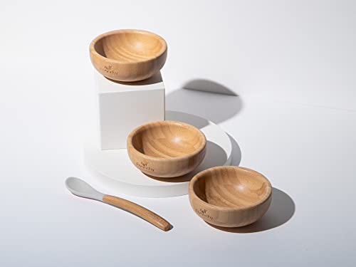 Avanchy® Bamboo Baby Bowls MINI Prep Bowl Set for Babies Kids Toddler for Feeding Food 4 oz, 2 Pack