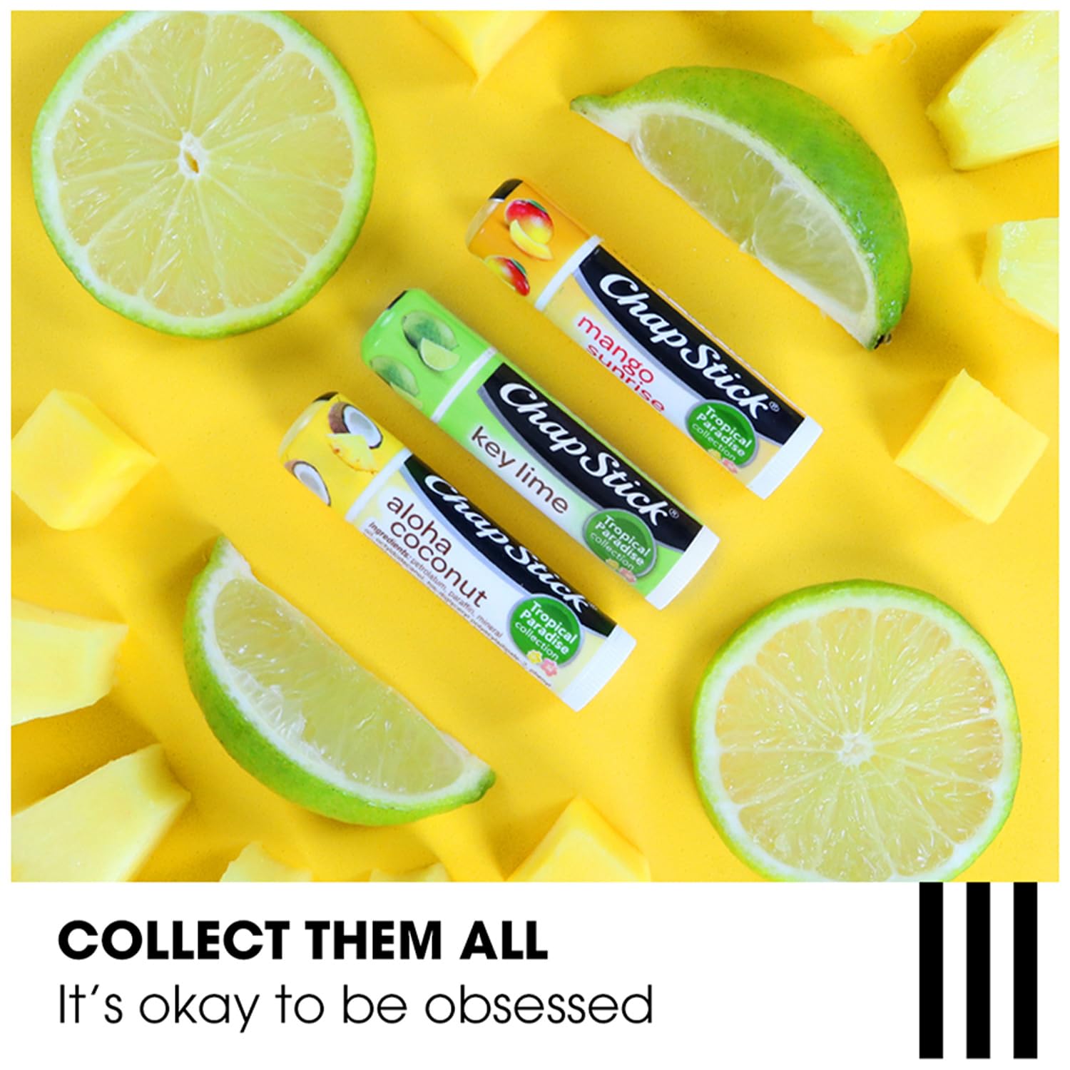 Chapstick Limited Edition Tropical Paradise Collection Aloha Coconut Flavored Skin Protectant Lip Balm Tube - Great for Moisturizing & Hydrating Chapped, Cracked, Dry Lips – 0.15oz Each, 12 Sticks