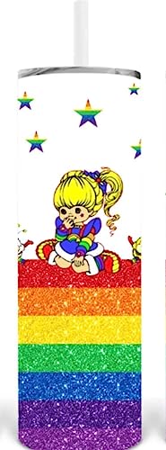 80s Rainbow Girl 20oz color changing/glow in the dark Tumbler with lid and straw