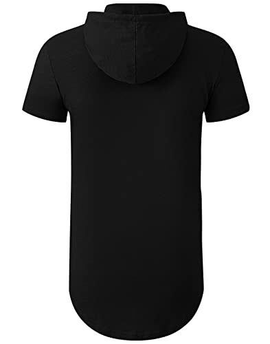Aiyino Men's Short Sleeve Athletic Hoodies Sport Sweatshirt Solid Color Fashion Pullover M Black