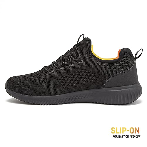 Avia Anchor SR Mesh Slip On Non Slip Shoes for Men, Water Resistant Mens Restaurant, Work & Food Service Sneakers- Black, 9.5 Medium