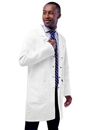 Adar Universal Stretch Unisex Lab Coat - 36" Snap Front Lab Coat - 3308 - White - L