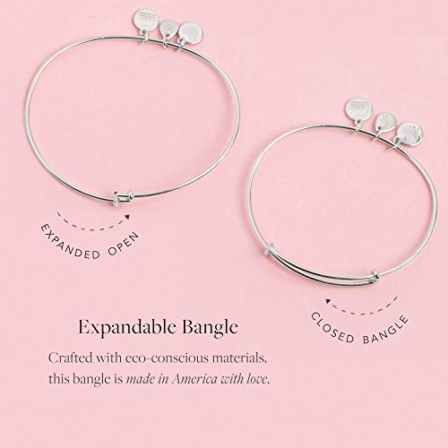 Alex and Ani Expandable Wire Bangle Bracelet for Women, Cat Mom Charm, Rafaelian Silver Finish, 2 to 3.5 in