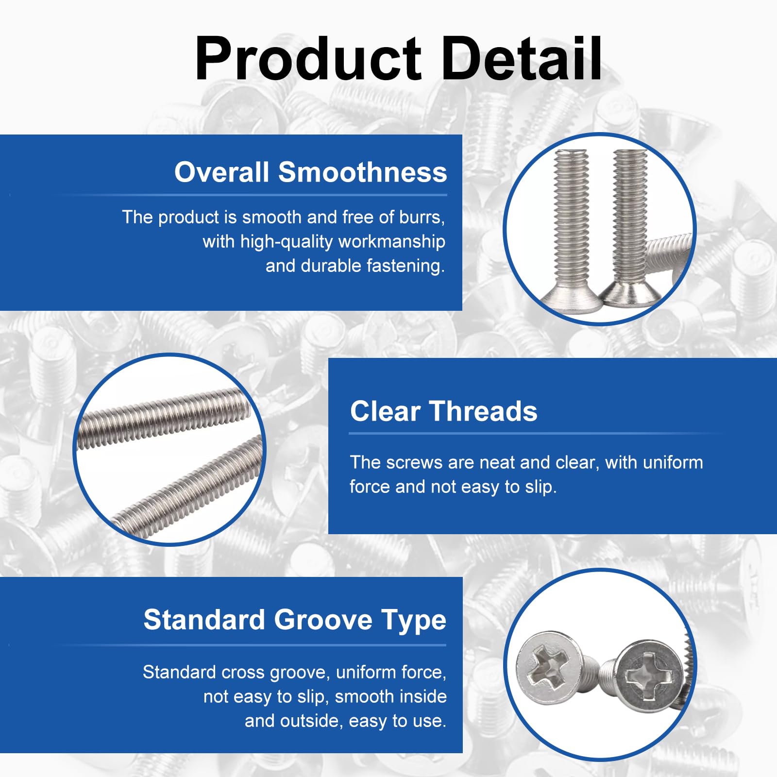 MroMax 100Pcs M3-0.5x16mm Phillips Flat Head Countersunk Machine Screws 304 Stainless Steel Cross Recessed Countersunk Head Bolt Fully Threaded Metric Bolts Fasteners Silver