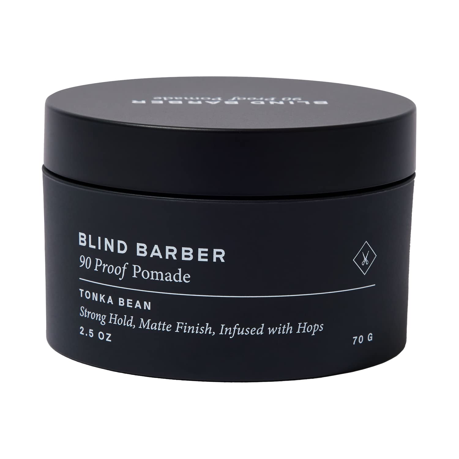 Blind Barber 90 Proof Hair Pomade for Men - Strong Hold, Natural Finish - Water-Based Pomade for Men with Hops & Tonka Bean - Free of Greasy Oils, Easy to Use Matte Pomade - (2.5 Oz)