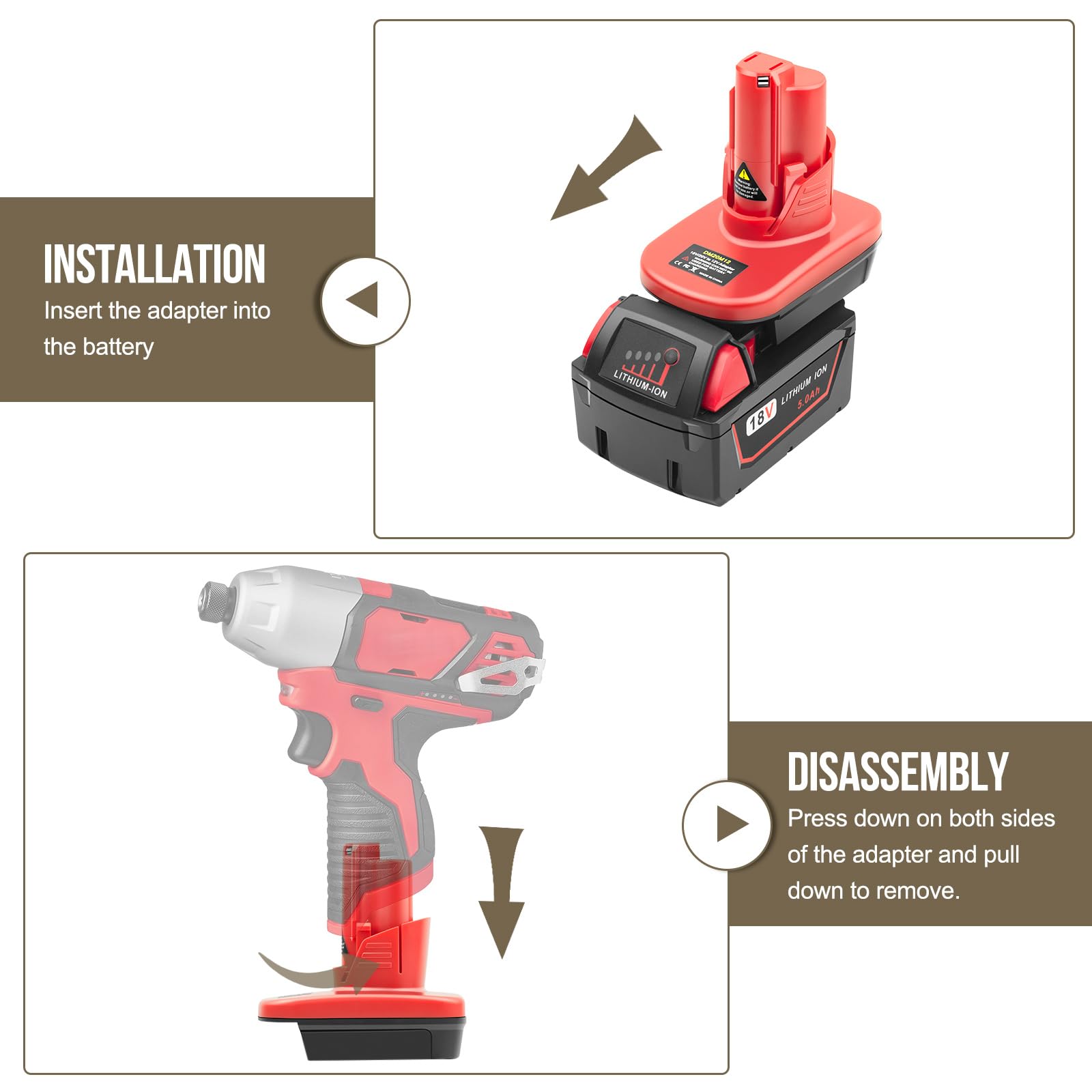 ADVTRONICS Battery Adapter for Milwaukee 12V M12, for DeWalt 20V & for Milwaukee M18 18V Lithium Battery Convert to for Milwaukee M12 12V Battery, for Milwaukee M12 12V Power Tool