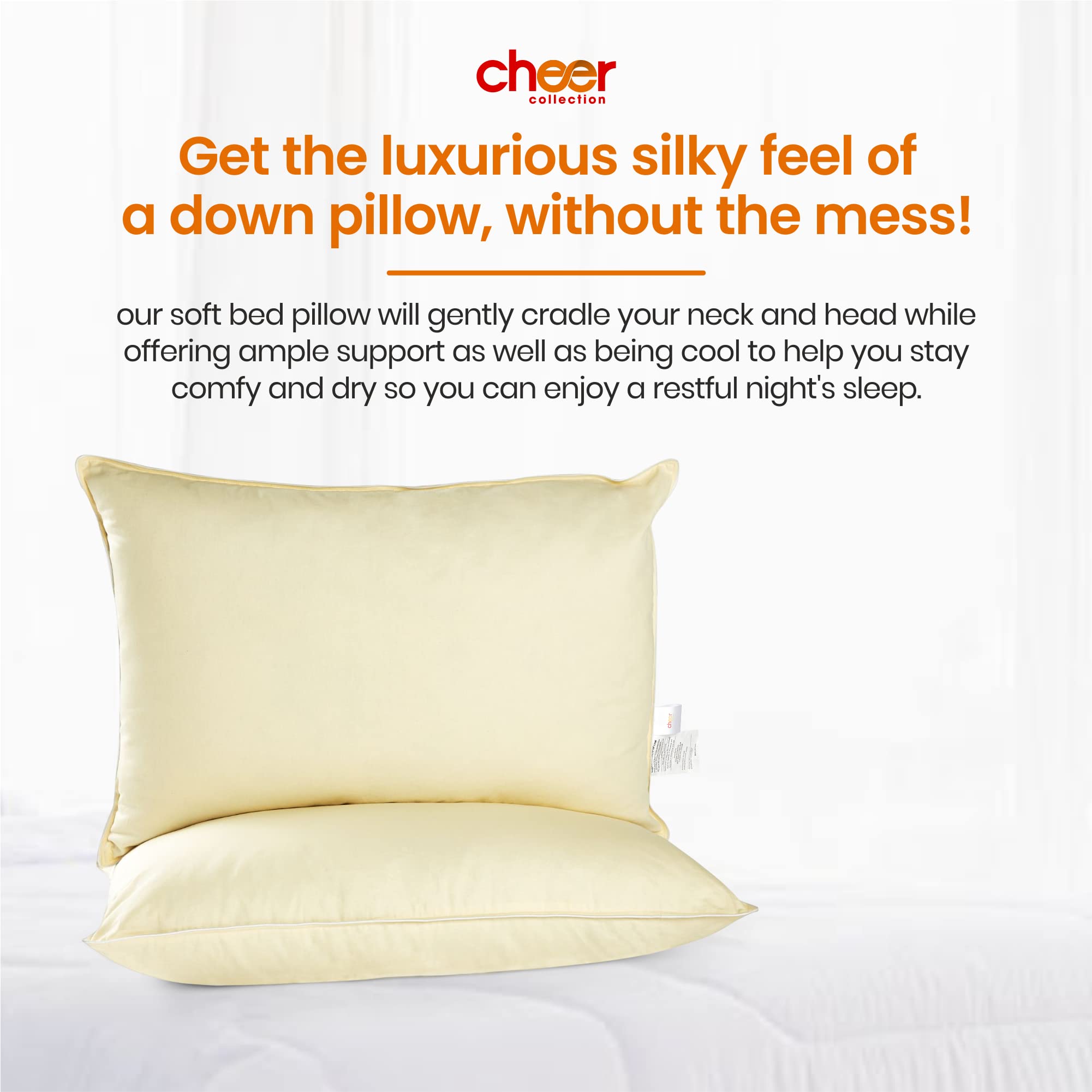 Cheer Collection U Shaped Body Pillow - Down Alternative Full Body Pillow for Side Sleeper, Pregnancy, Neck and Shoulder Support - Zippered Cover
