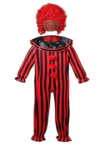 yolsun Clown Costume for Kids with Wig Scary Halloween Dress Up (10-12 Years) Red/Black