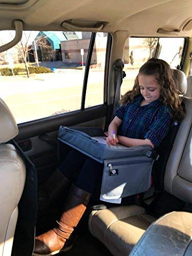 Kid’s Car Seat Travel Tray – Dry Erase Lap Table with Markers and Mesh Pockets – Keep Children and Babies Occupied – by K4 Dynamics