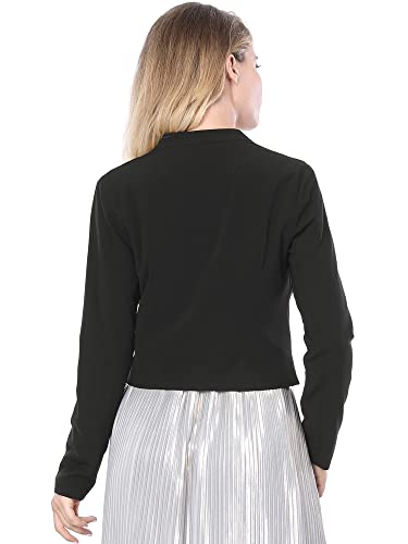 Allegra K Women Collarless Work Office Business Casual Cropped Blazer Small Black