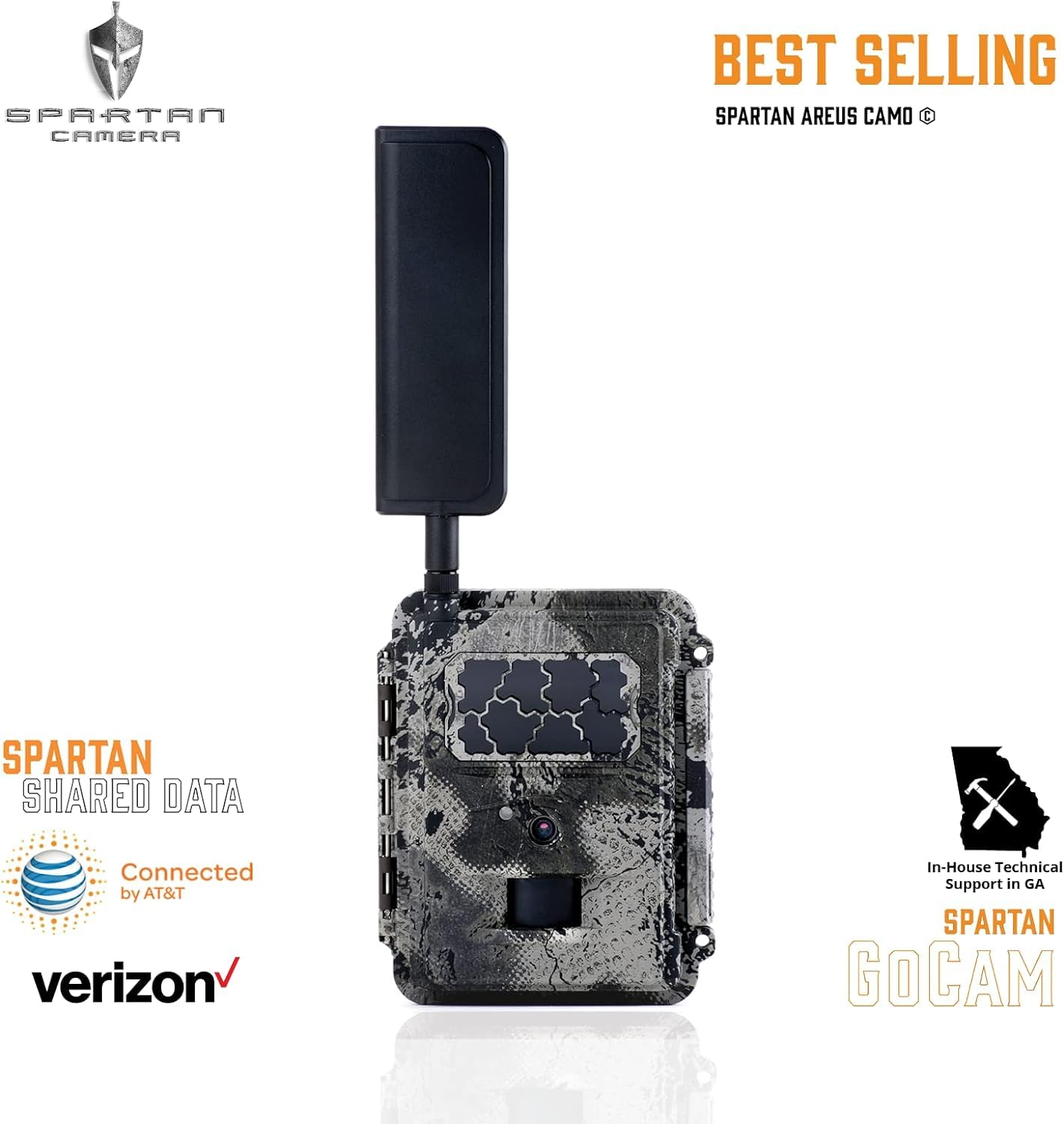 Spartan Camera Gocam 4G LTE Trail Camera, Free Roaming, Remotely Update Settings, HD Video, Photo, Blackout Flash, Hunting, Security, Surveillance + Steel Case + 32GB SD Card