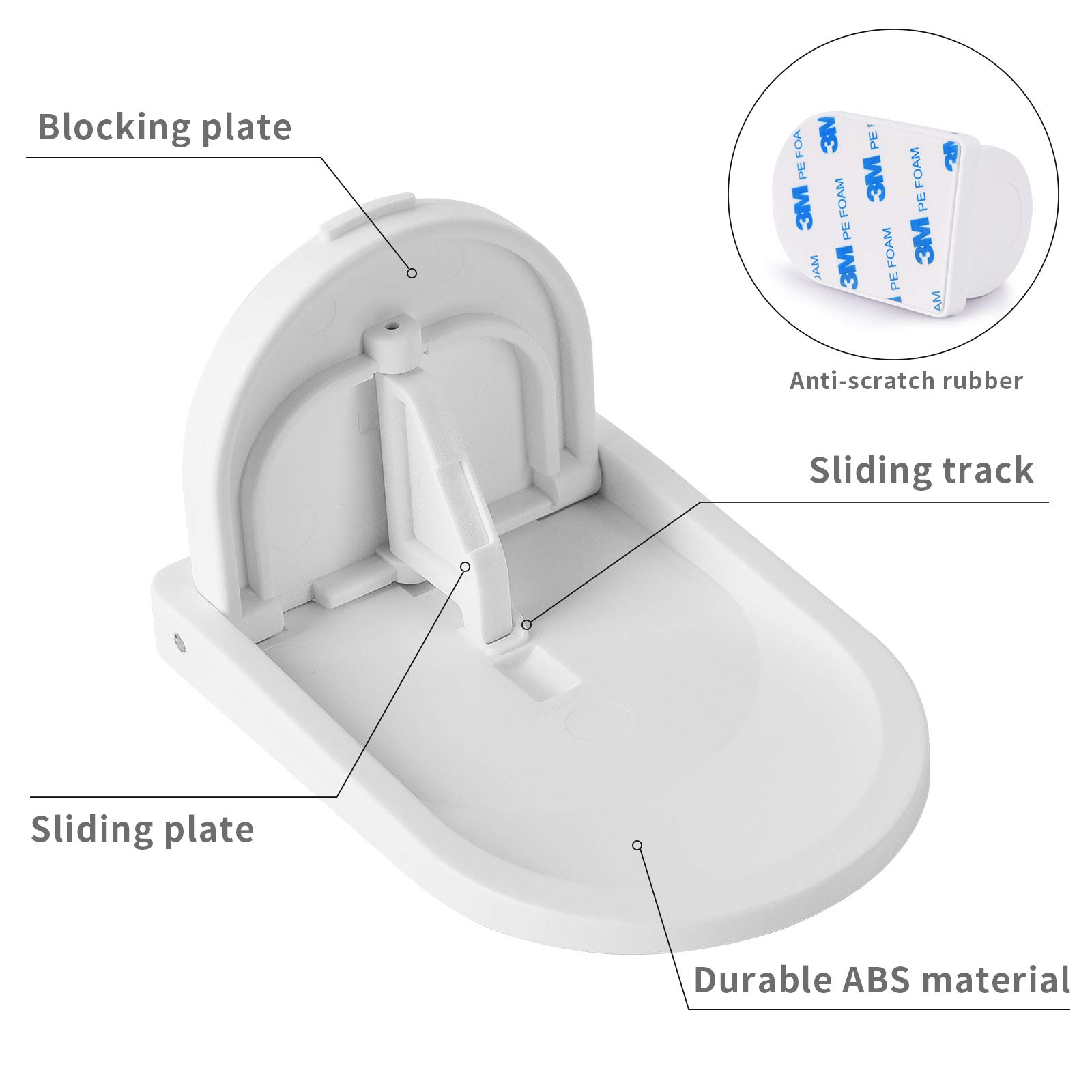 Sliding Glass Door Lock - 4 Pack Safety Slide Window Locks for Patio, Closet, Shower, Window, Wardrobe, Kitchen Cabinet with No Screws or Drills by VENMATE(4 Pack)