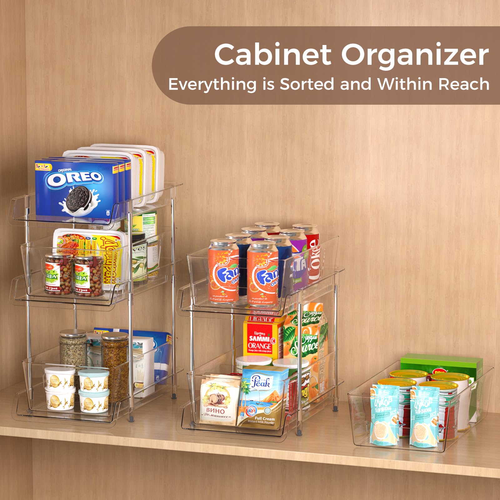 3 Tier Clear Bathroom Organizers, Pull Out Organizers and Storage, Slide Out Acrylic Drawer Organizer with 6 Dividers, Multi-Purpose Bathroom Organizer, Under Sink Organizer, Medicine Cabniet Bins