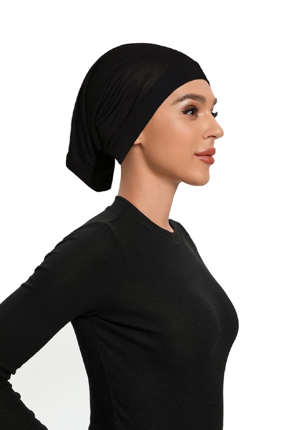 4 Pieces Hijab Undercap Hijab Underscarf Hijab Cap for Women (Light Grey/White/Navy Blue/Black)