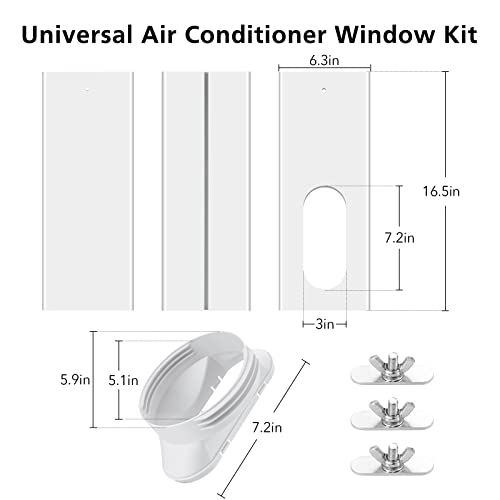 AGPTEK Window Seal for Air Conditioner with 2 in 1 Coupler, Upgraded Portable AC Replacement Sliding Window Kit, Adjustable Length Panels for Air Conditioner Exhaust Vent Hose of 5.1"/5.9" Diameter