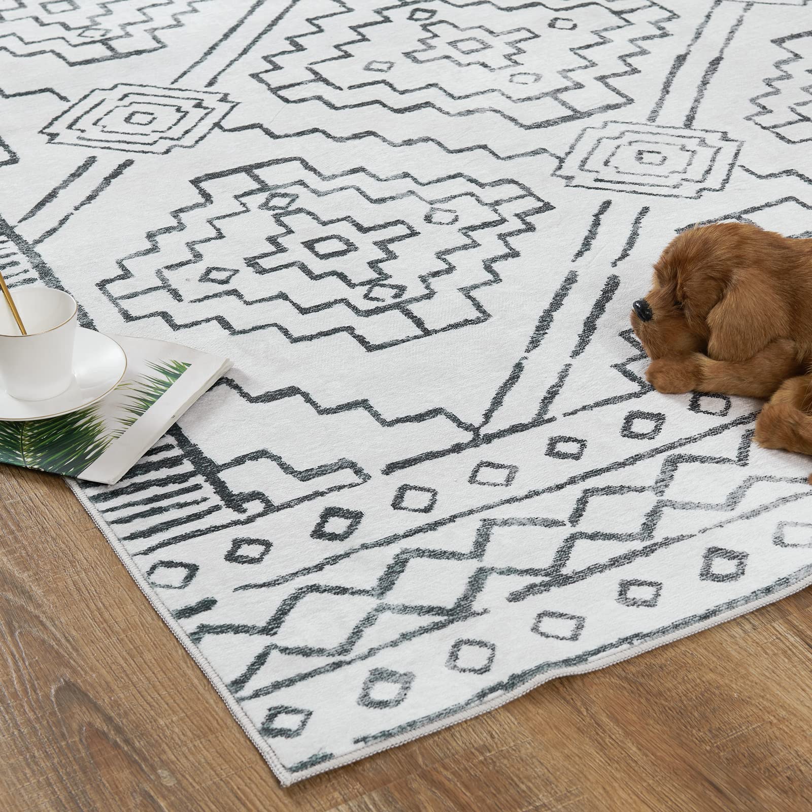 jinchan Runner Rug 2x5 - Moroccan Hallway Rug Bohemian Kitchen Washable Runner Rug with Rubber Backing Modern Soft Rug Indoor Non Slip Carpet for Entryway Bathroom Laundry Room Farmhouse Grey