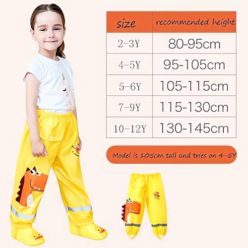 Toddlers Rain Waterproof Pants Little Boys Mud Dirty Proof Trousers Lightweight Hood Rain Poncho Kids Rain Suit Blue 1-2 Years