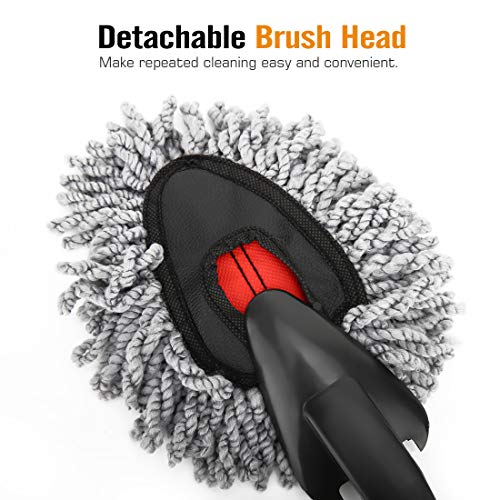 MoKo Car Duster, 2 Pack Super Soft Microfiber Car Dash Duster Detail Brush Set Interior Exterior Cleaning Dusting and Washing Tool for Car Motorcycle Automotive Dashboard Air Vents - Grey