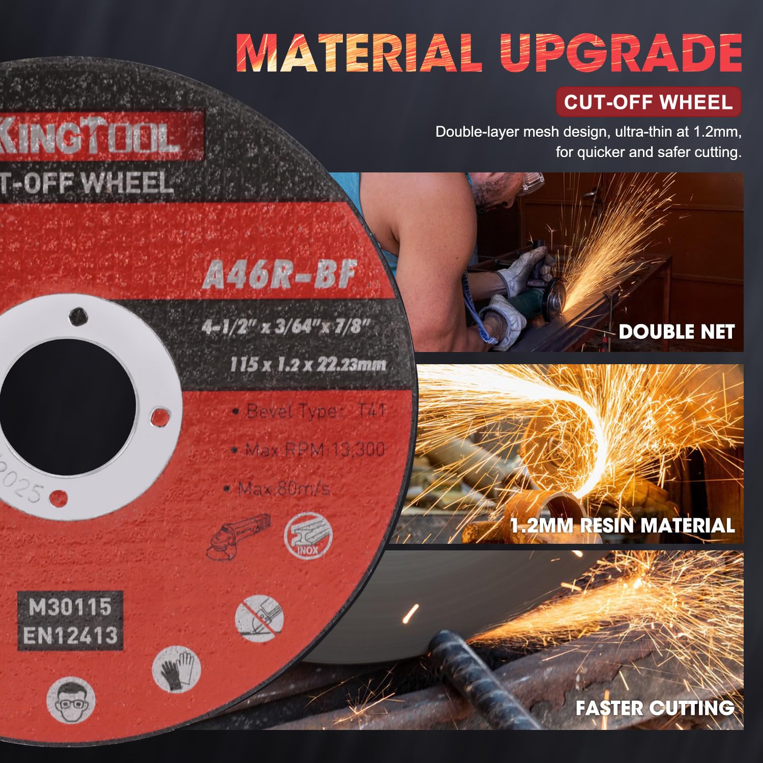 KingTool 31pcs Grinding & Cutting Wheels 4 1/2 inch Grinder Disc Set - 25pcs Cutting Wheel, 3pcs 4 1/2 Grinding Wheels, 3pcs Flap Discs with 7/8" Arbor for Angle Grinder Steel and Stainless