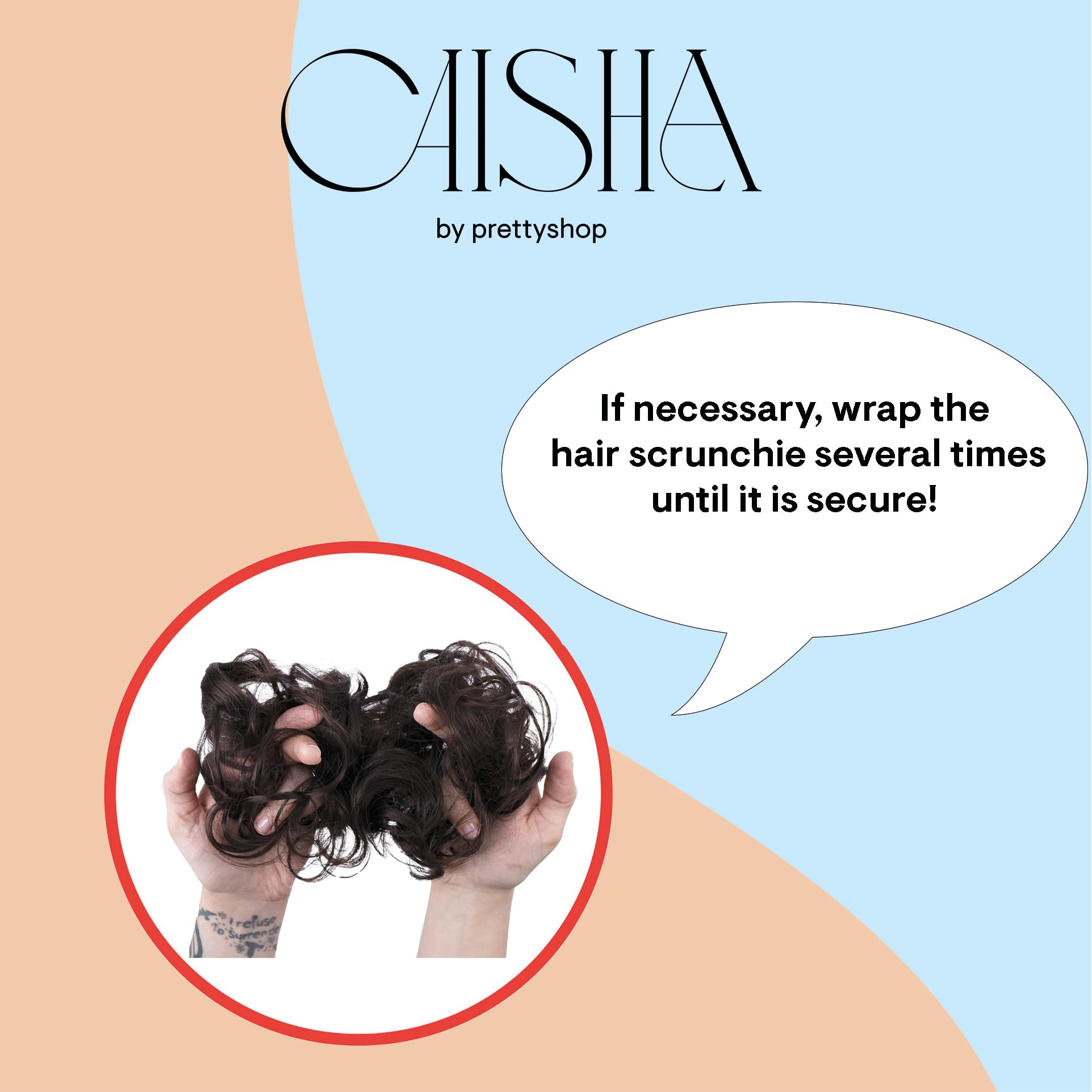 CAISHA Big Hairpiece Scrunchy Updo Bridal Hairstyle curly Messy Bun Gray Mix G19E