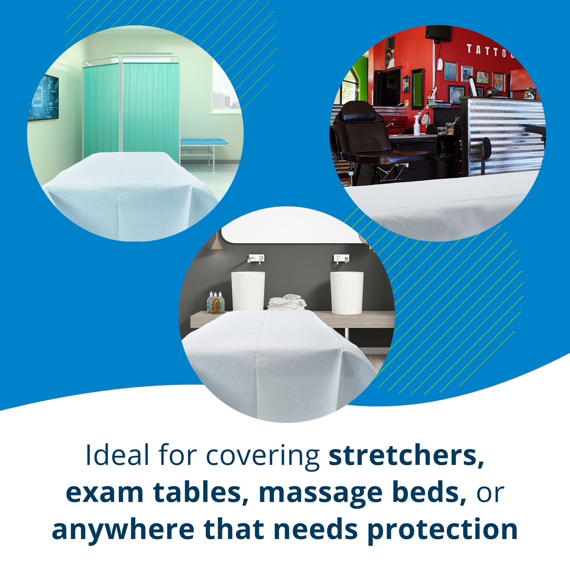 Avalon Papers Single-Use Medical Equipment Drape, Blue, 40" x 72" (Pack of 50) - Stretcher Sheet or Treatment Table Cover - Fluid and Barrier Protection - Tissue/Poly - Medical Supplies (357)
