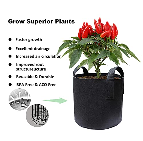 Gardzen 10-Pack 10 Gallon Grow Bags, Aeration Fabric Pots with Handles