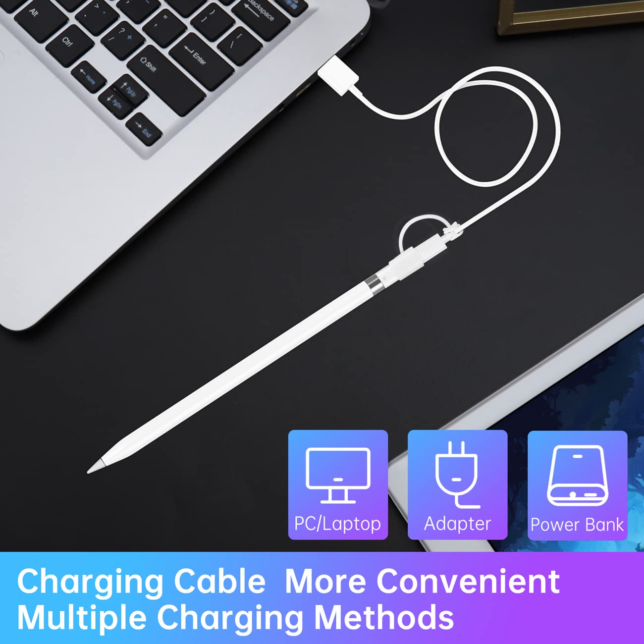 Hiicopa Charger Adapter Compatible with Apple Pencil 1st Generation, Female to Female Charging Connector for iPad Pen 1st Gen - 2 Pack