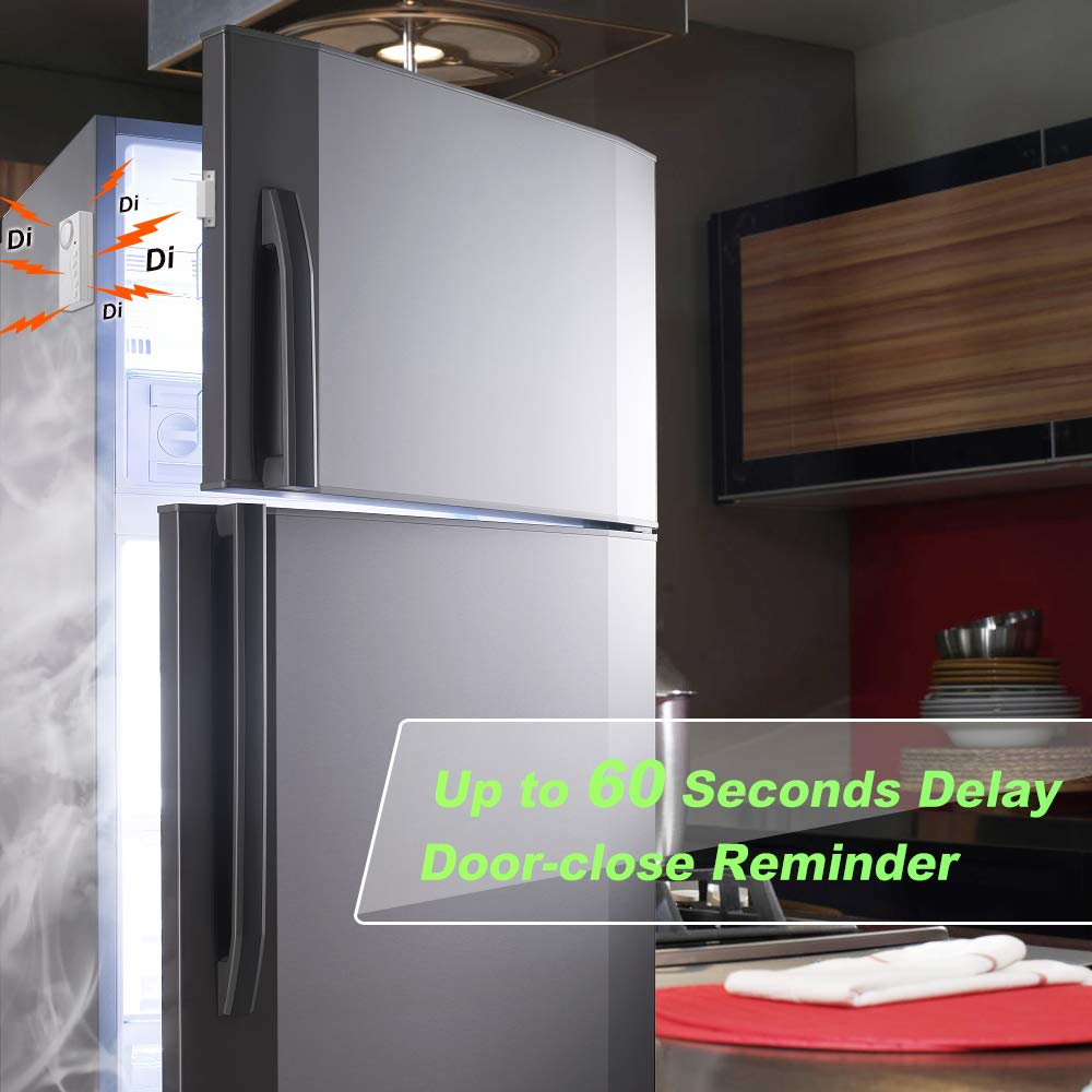 WSDCAM Freezer Door Alarm with Delay When Left Open, 3/15/30/60 Seconds Adjustable Delay Refrigerator Alarm Wireless Fridge Alarm Door Open Alarm Loud 108 dB