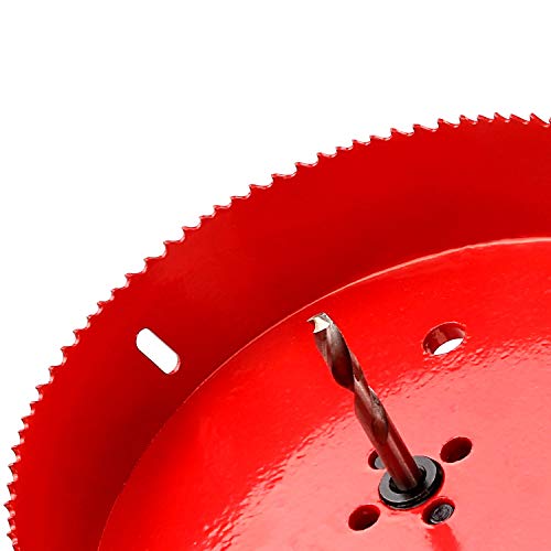 6-3/8 Inch Hole Saw with Heavy Duty Arbor - 38mm Cutting Depth HSS Bi-Metal Hole Cutter for Can Light Recessed Light, Smoothly Cutting in Wood, Plastic, Drywall and Metal Sheet