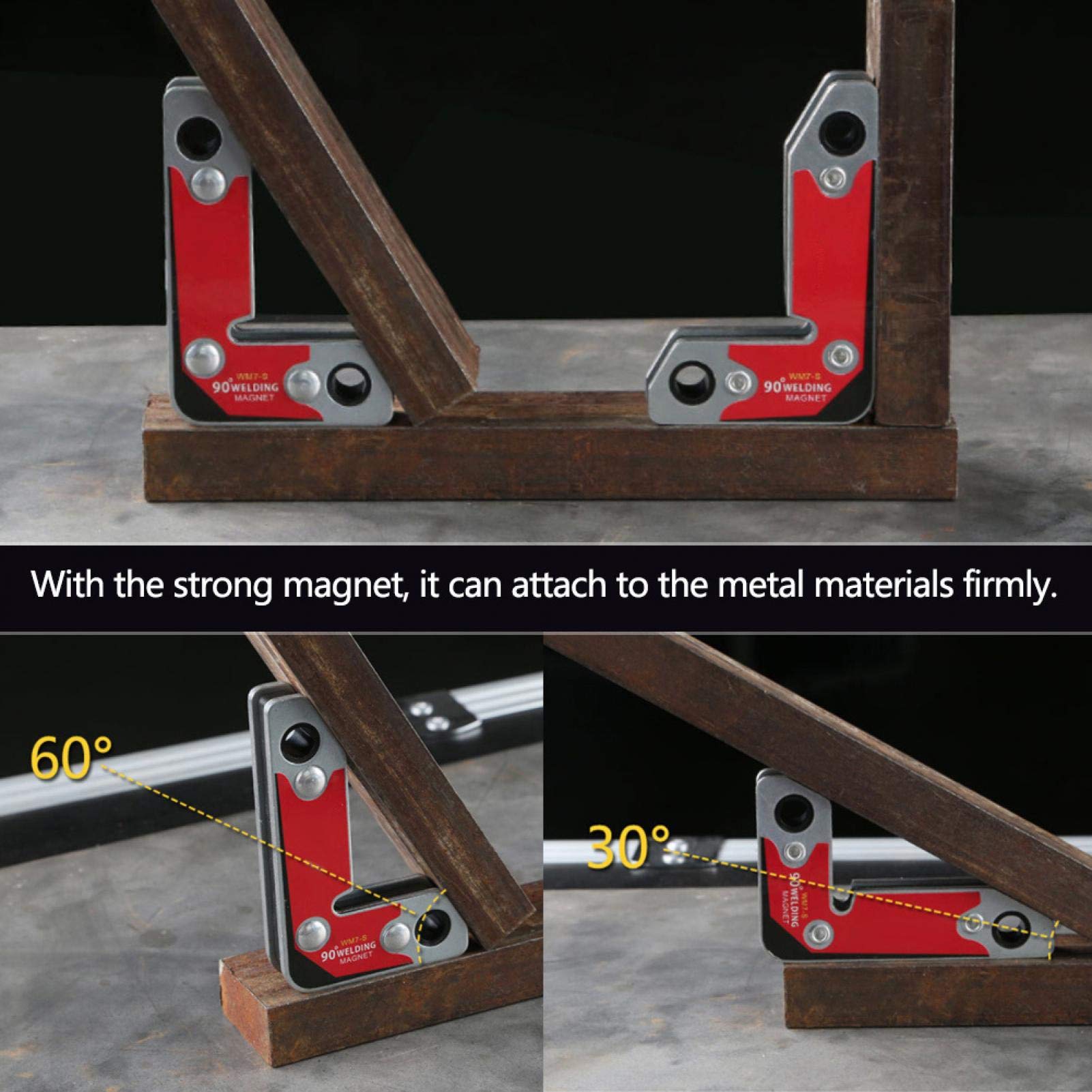 2pcs Magnetic Welding Holder, Strong Magnetic Welding Positioner Welding Magnet Arrows Welder Holder Support 30 60 90 Angles for Soldering, Marking Off, Pipe Installation