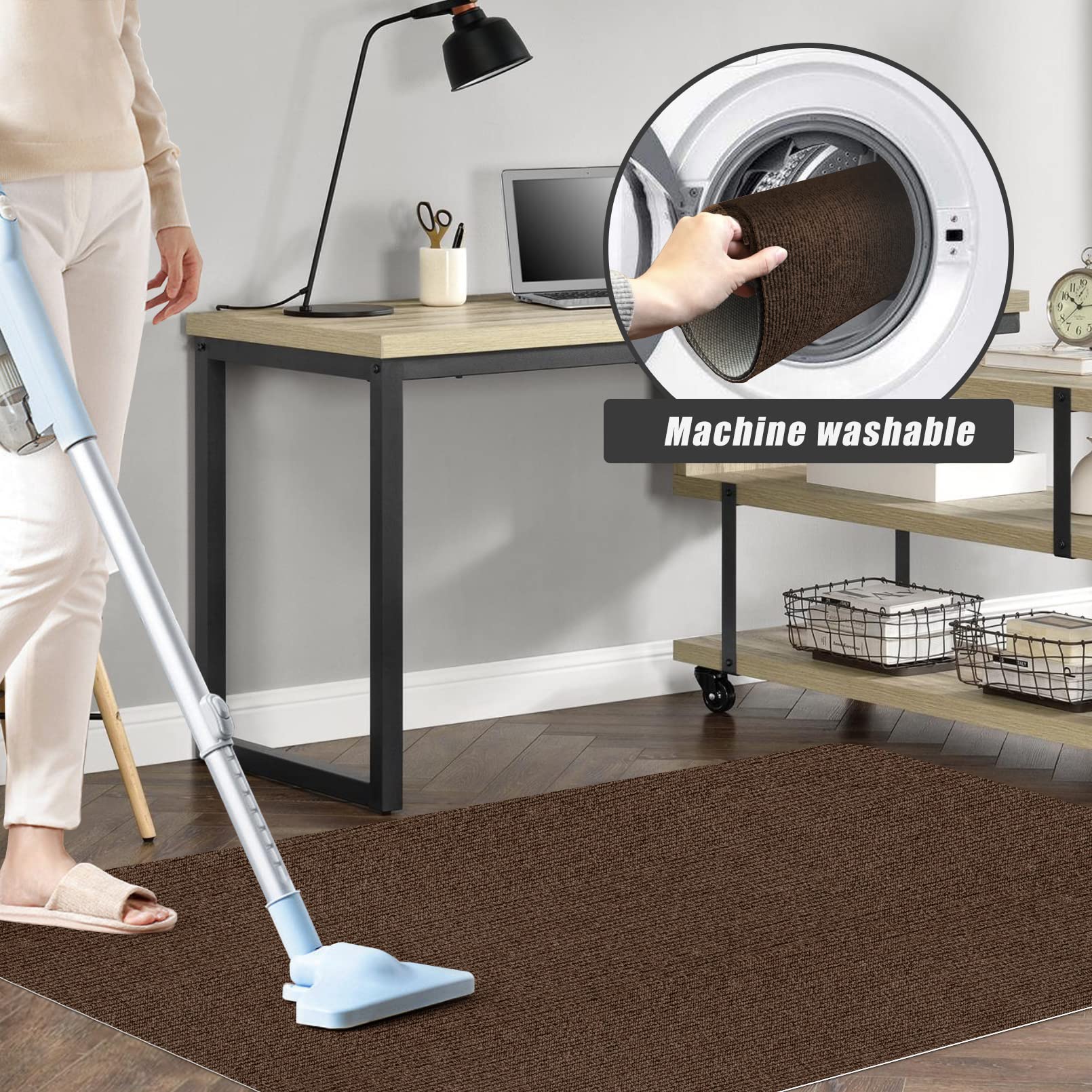 2Pcs Office Chair Mat for Hardwood & Tile Floor, 48 "x36 Computer Desk Chair Mat, Home Floor Protector Mat, Under Desk Low-Pile Rug, Anti-Slip, Easy to Clean (Coffee)