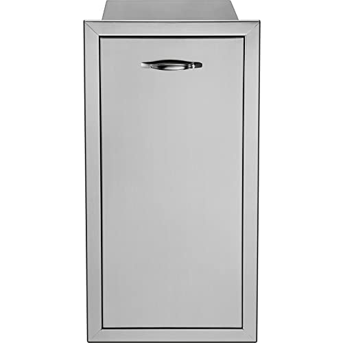 Mophorn Pull Out Trash Drawer 13.6Wx26Hx19.3D Inch Lower Sliding Rails Stainless Steel Roll Out Trash Bin Pull Out Tray Outdoor Kitchen Trash Drawer with Handle for BBQ Island Grill Station