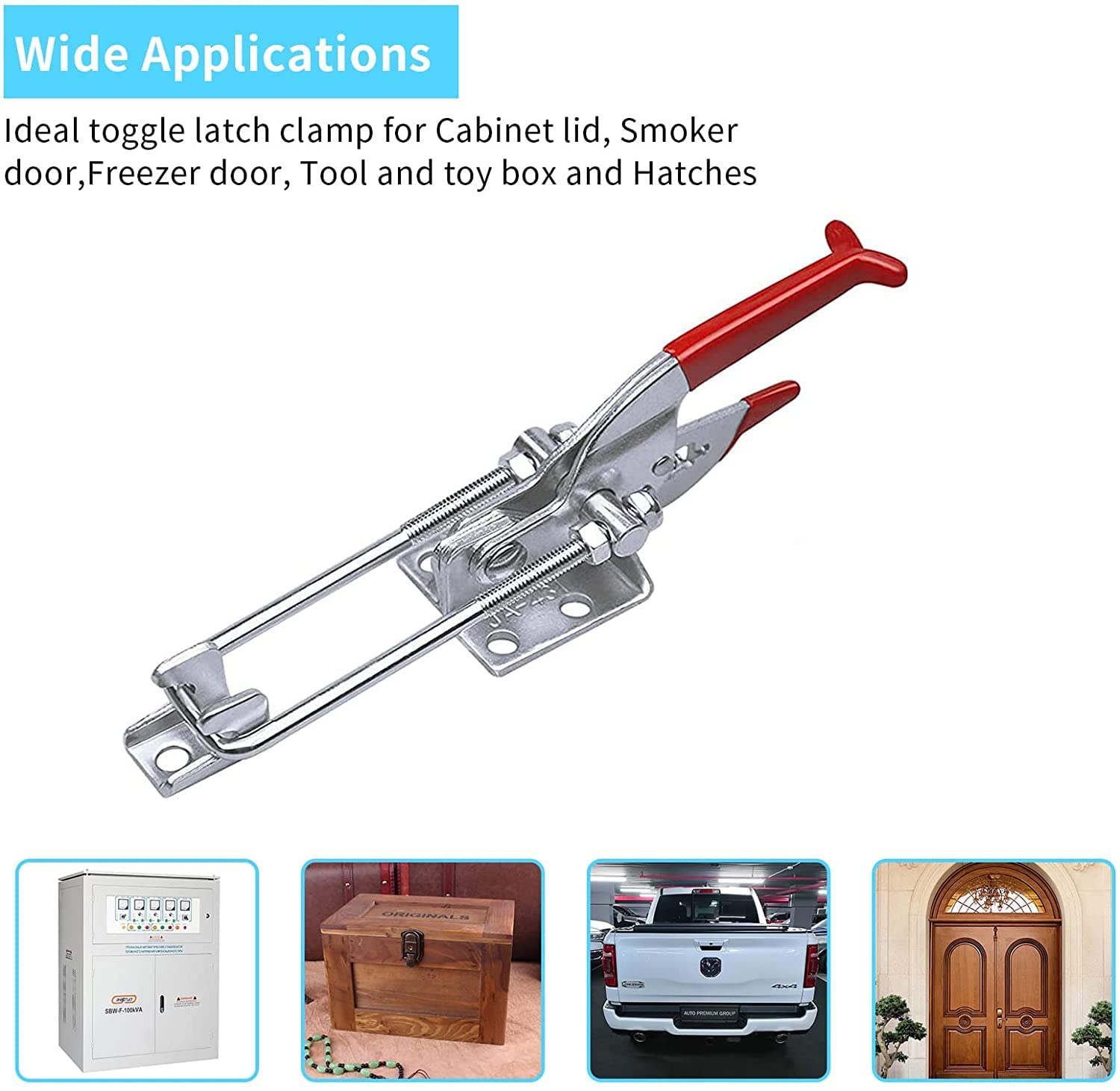6-Pack 2000lbs Capacity Heavy Duty Toggle Clamps,Adjustable Latch U Bolt Self-lock Toggle Latch Clamp for Tire Carrier Latch.90 Degree Latch Clamp Lock for Cam Latch Sliding Door,Lt-431 Latch by SKYCK