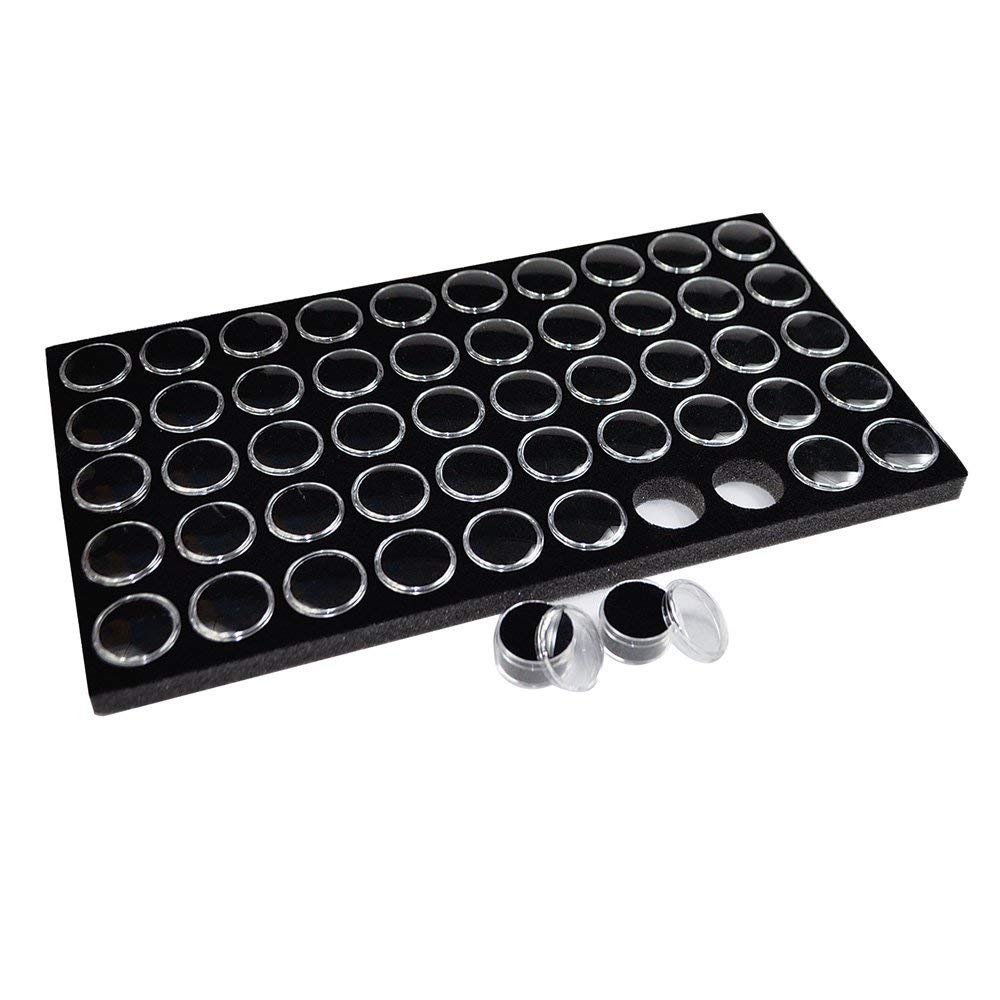888 Display USA - 100 Black Foam Gem Jars Showcase with 2 pcs of Black Stackable Display Tray