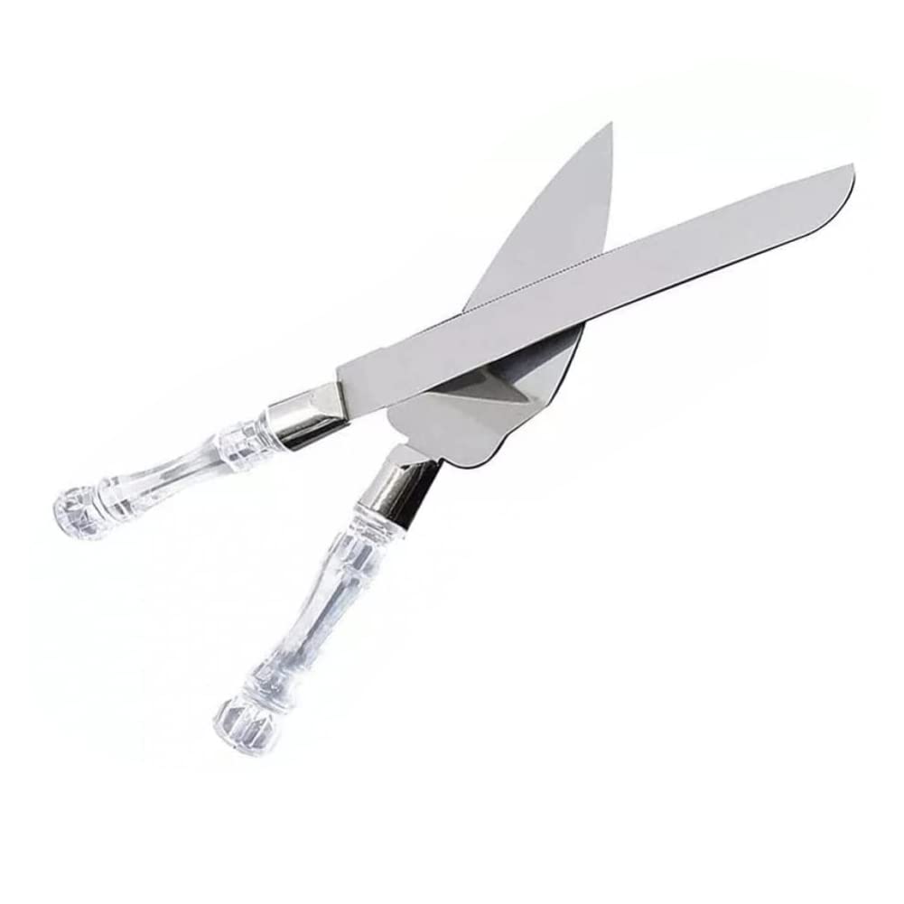 2pc Wedding Cake Cutter Set Stainless Steel Dessert Set Pie Server Cake Cutter for Birthday Anniversary Holiday Party,White,33cm/26x4.5cm Preserving Cookers