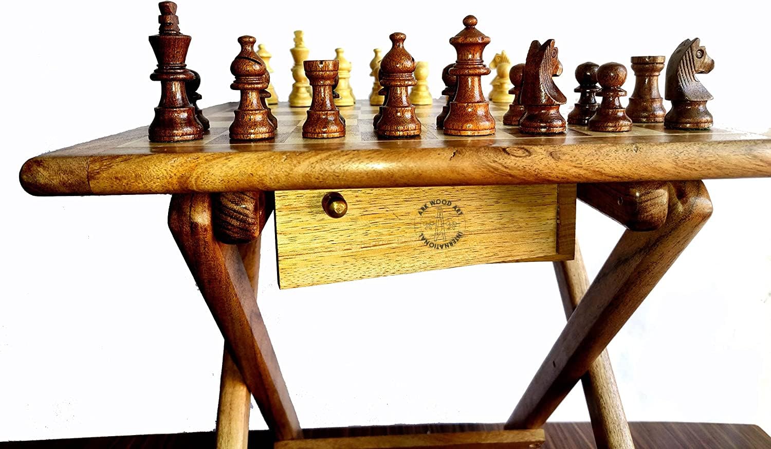 Ark Wood Art international Wooden Handmade Magnetic Chess Table Rosewood Wood | Chess Set with Folding Game Board | Home, Office, Travelling and Gift Uses|100% Quality.