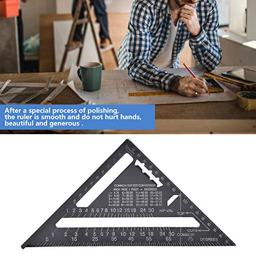90 Degree Black Triangle Ruler Aluminum Alloy Angle Ruler Inch for Carpenter's Workshop Woodworking 7 Inch Square Layout Tool