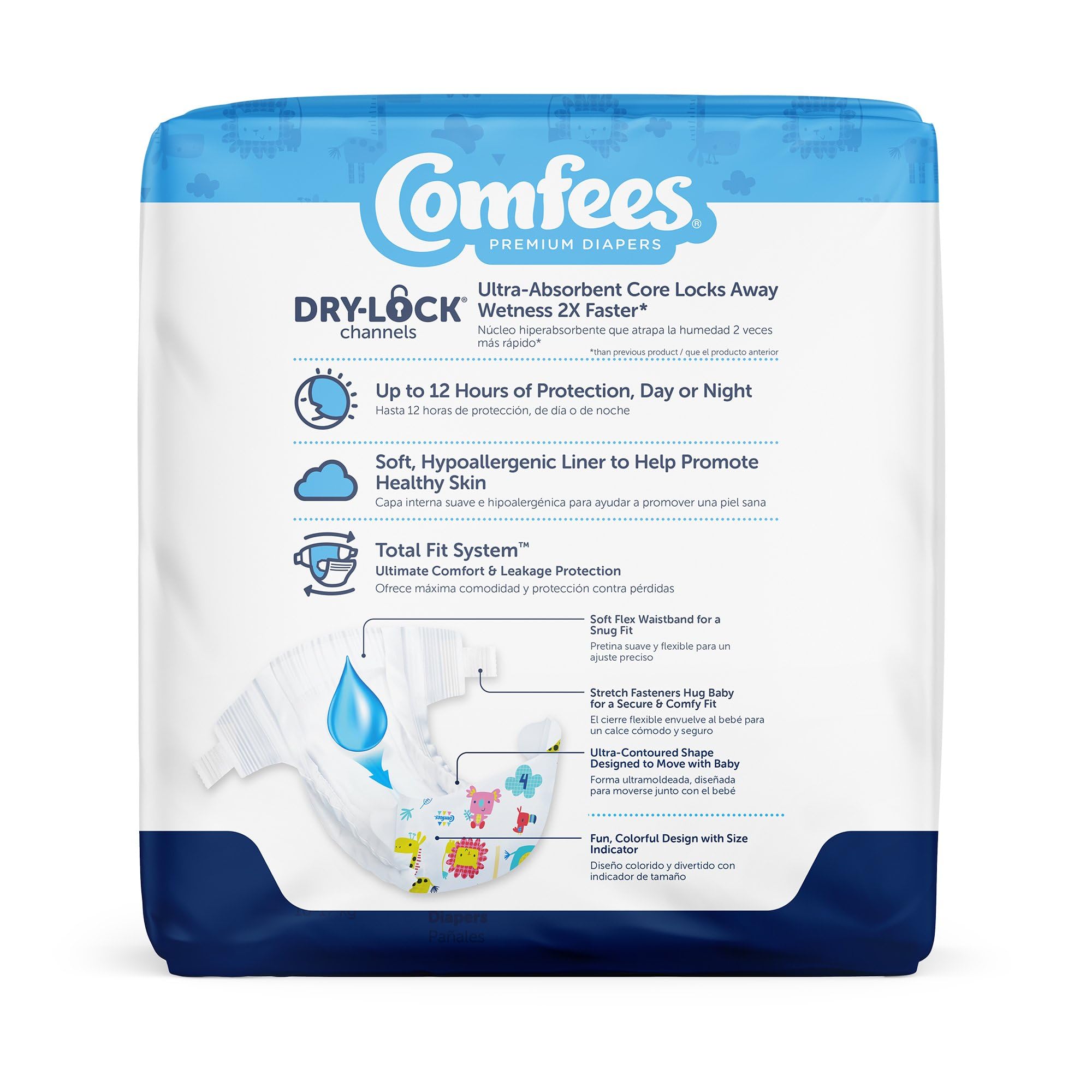 Comfees Baby Diaper Tab Closure Size 4 Disposable Moderate Absorbency, 41540 - Pack of 31