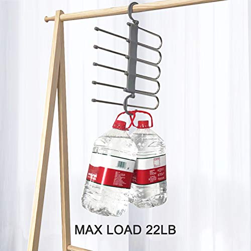 SOSOPIN 2 Pack Pants Hangers Space Saving Non-Slip Clothes Organizer 5 Layered Pants Rack for Scarf Jeans (Grey, 6 Pcs)