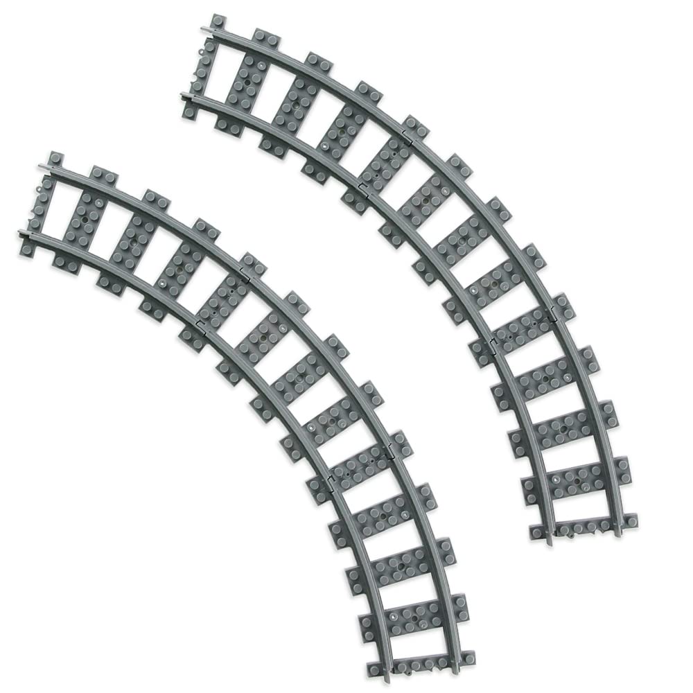 32pcs City Train Tracks Set Curved Railroad Accessories Passenger High Speed Building Block Toy Compatible with Major Brands (Non-Powered)