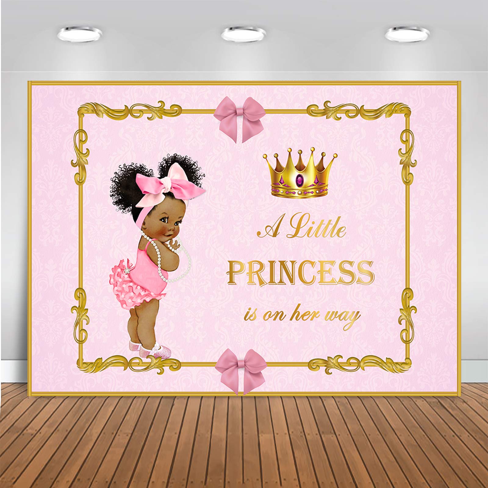 Mocsicka Mehofoto Royal Baby Shower Backdrop Little Princess Pink Bow Photography Background 7x5ft Vinyl Royal Pink Girl's Baby Shower Party Banner Backdrops